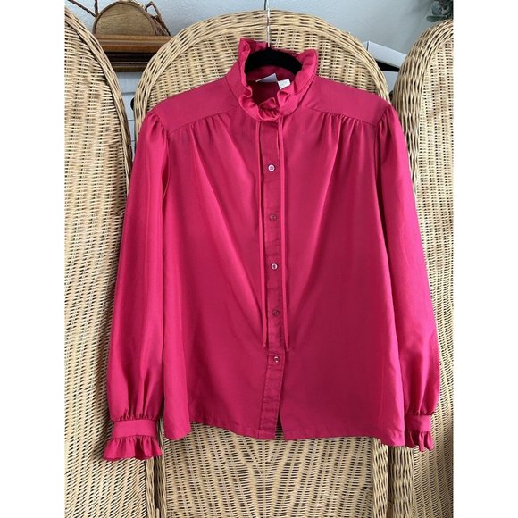 Jc Penny | Tops | Vintage Ruffle Collar Blouse 6 Pink | Poshmark